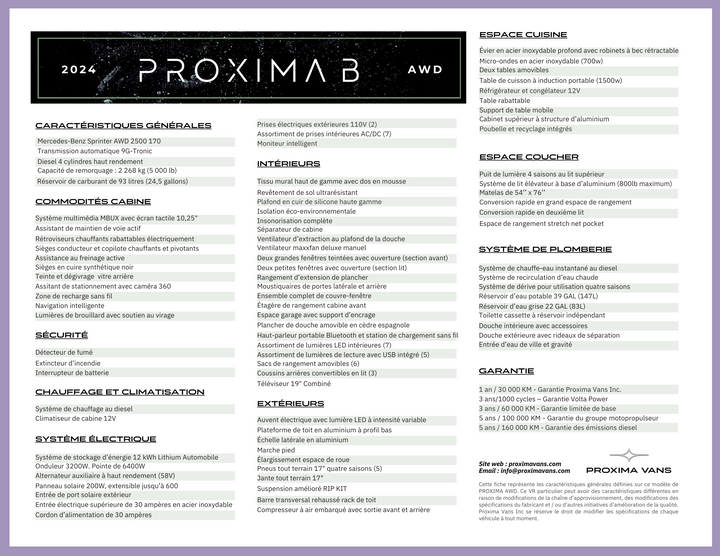 Proxima Vans : Premium Overland Mercedes-Benz Class B RV