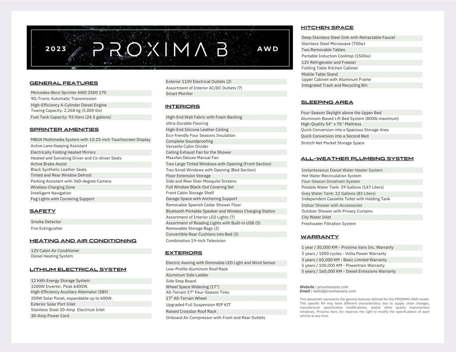 Proxima Vans : Luxury Overland Class B RV